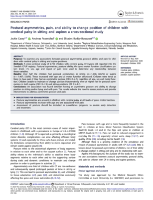 Research article: "Postural asymmetries, pain, and ability to change ...